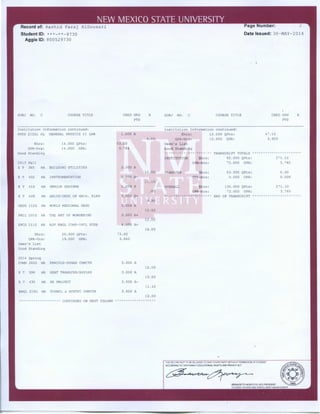 NMSU F Transcript | PDF