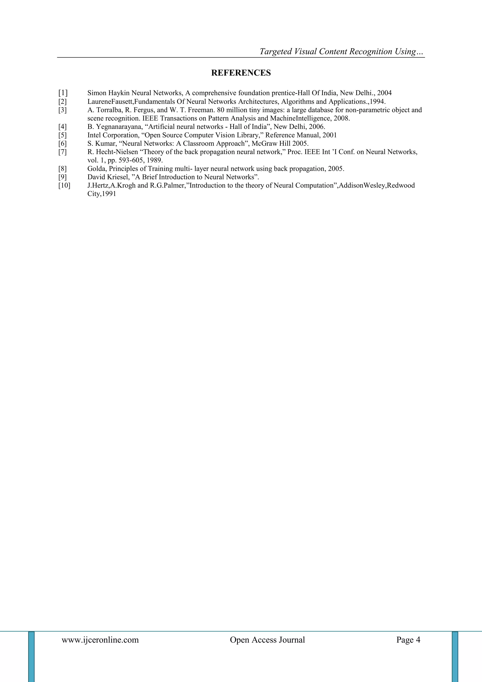 Targeted Visual Content Recognition Using Multi-Layer Perceptron Neural Network | PDF
