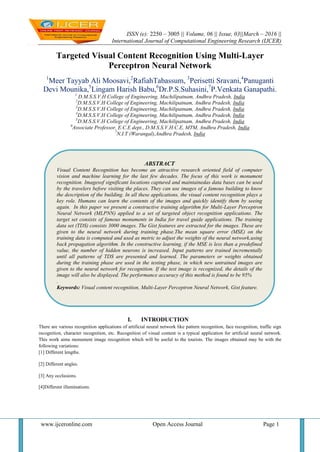 Targeted Visual Content Recognition Using Multi-Layer Perceptron Neural Network | PDF