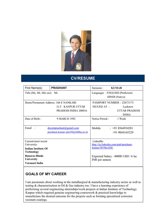 CV-PRASHANT KUMAR | PDF
