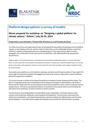 Oxford-NRDC workshop. Memo. Design options | PDF