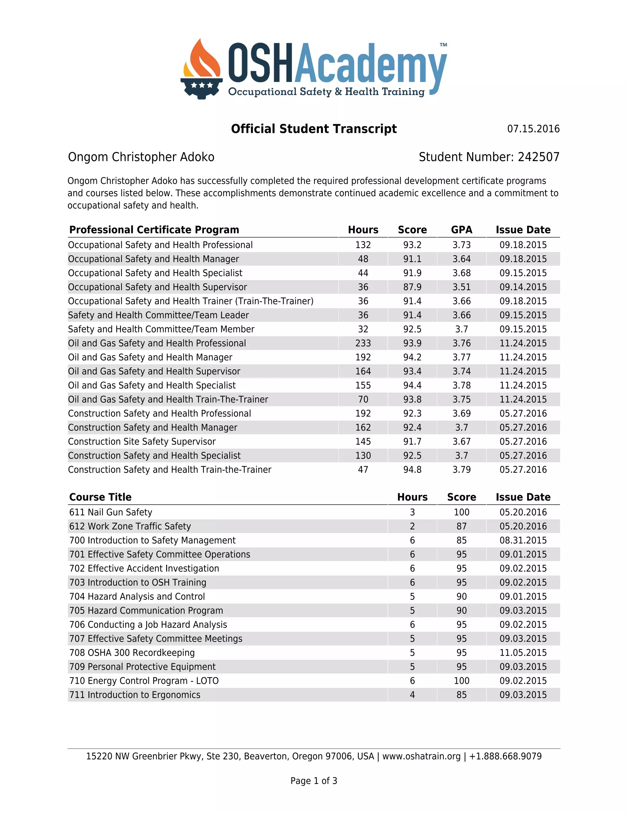 OSHAcademy-Transcript | PDF