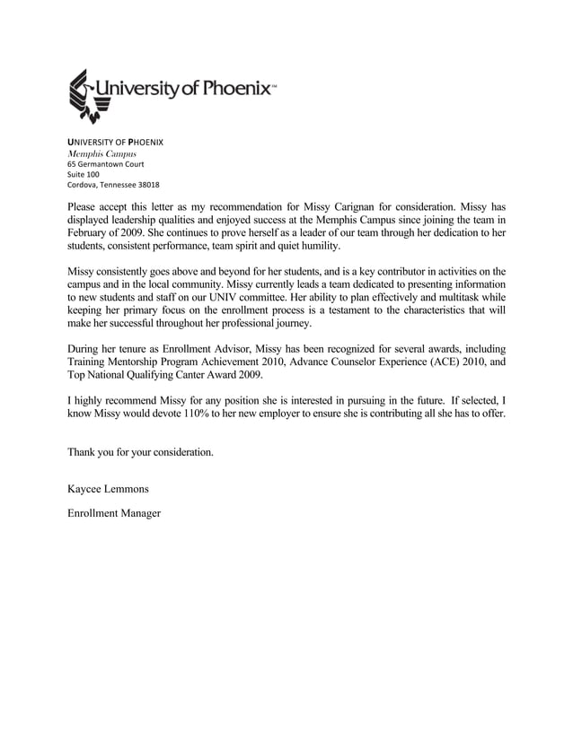 Kaycee Lemmons Rec Letter | PDF