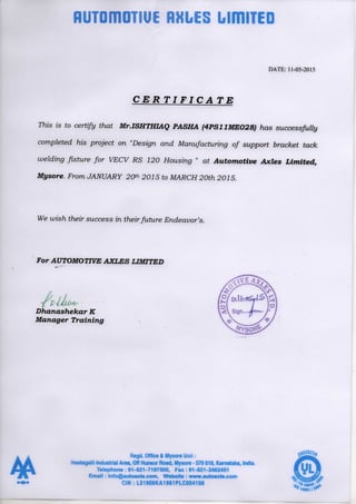 PROJECT CERTIFICATE | PDF