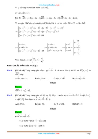 chuyên đề phương pháp tọa độ trong không gian oxyz tự luật và trắc nghiệm | DOCX