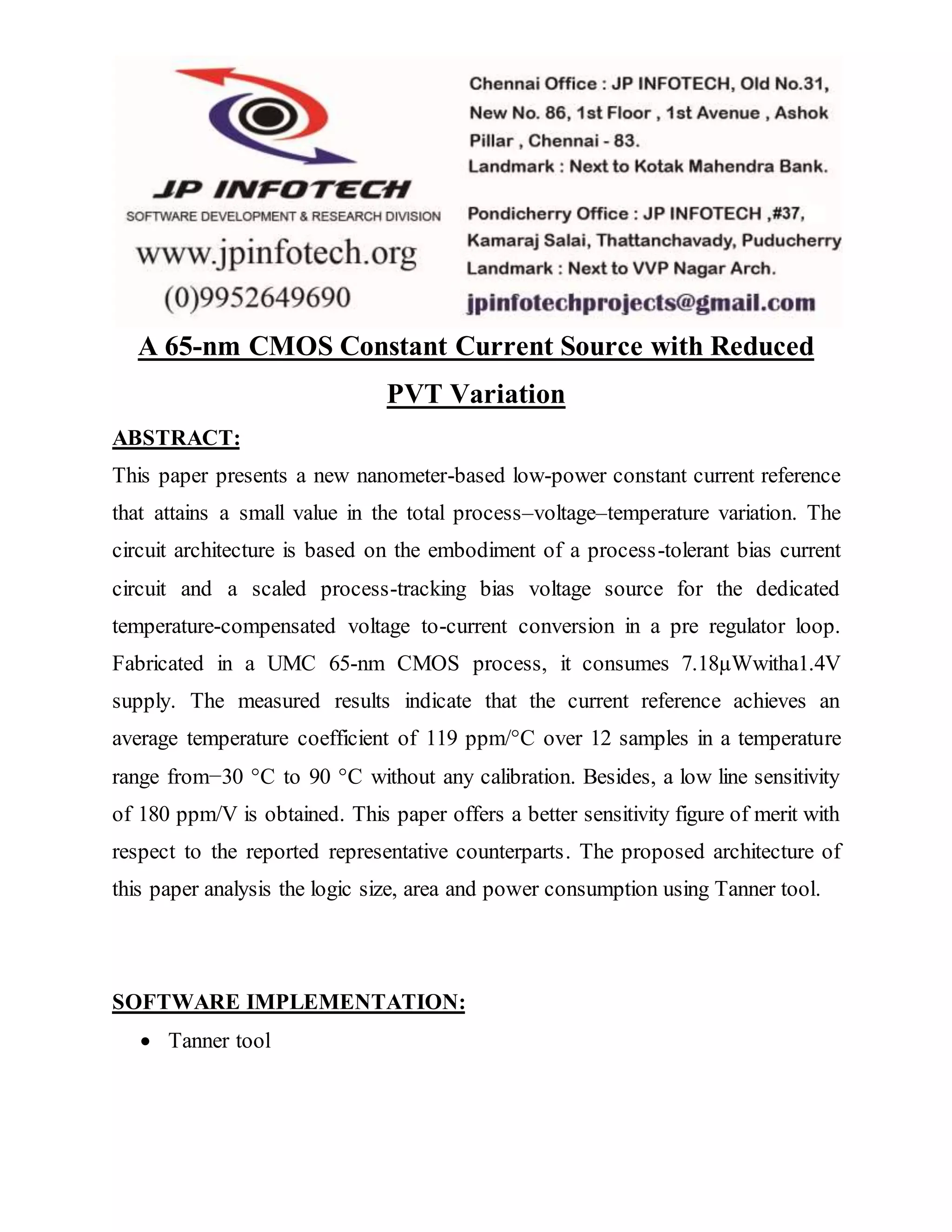 A 65-nm CMOS Constant Current Source With Reduced PVT Variation | DOCX