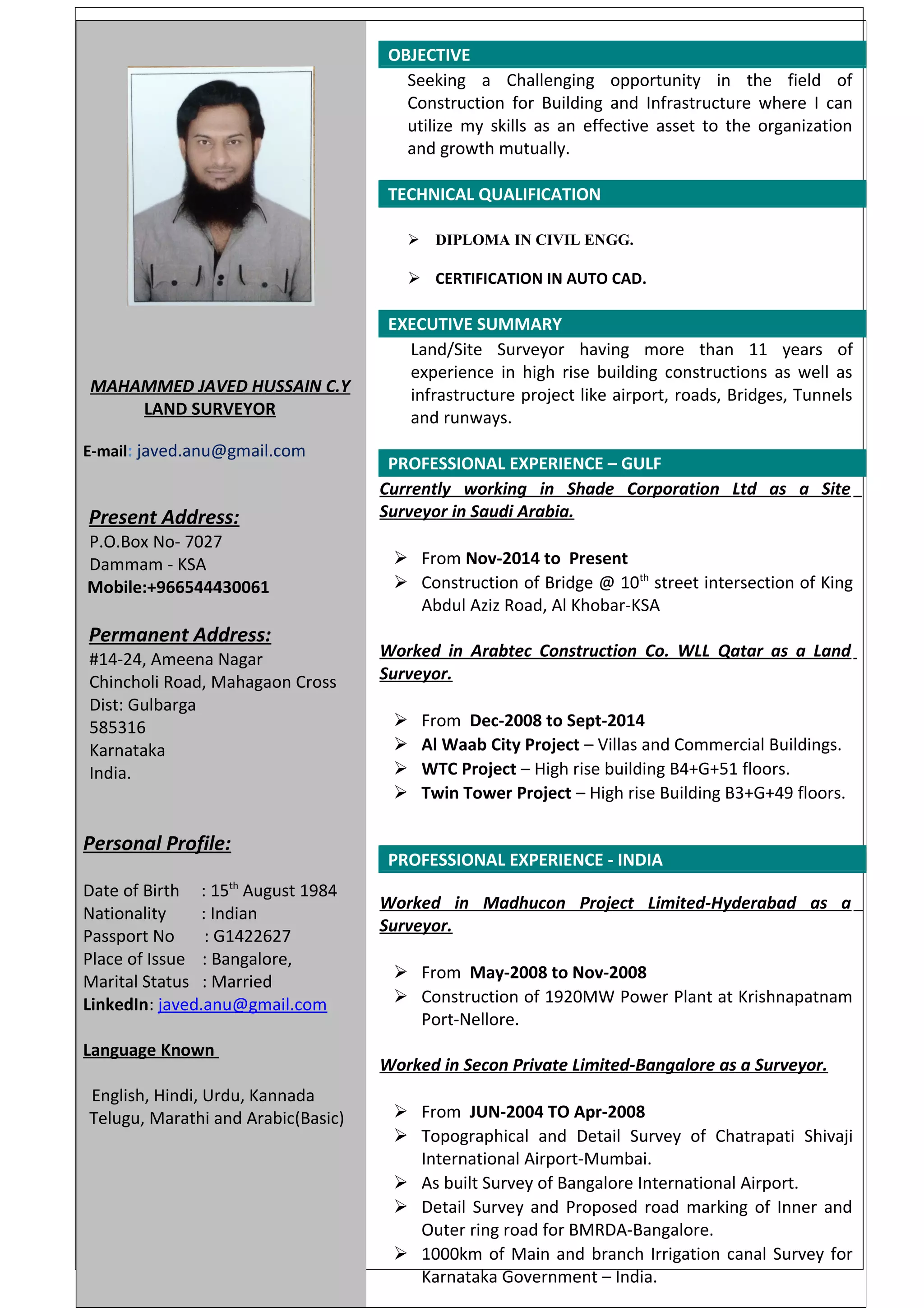 Javed CV | DOC | Civil Engineering Industry | Industries