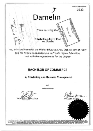 Bcom MBM Cert | PDF