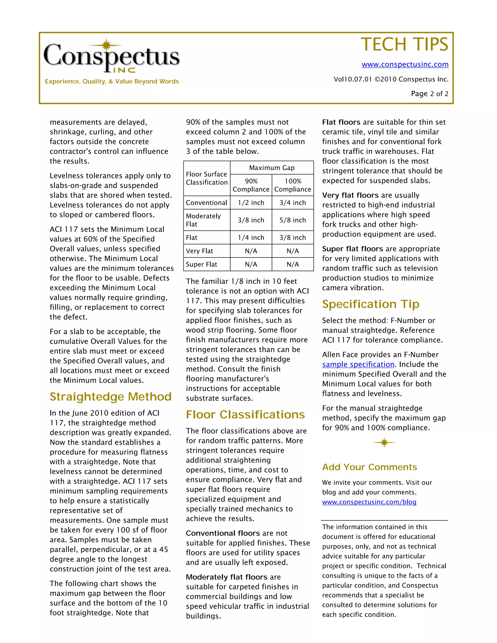 TECH TIPS: Floor Slab Flatness & Levelness | PDF