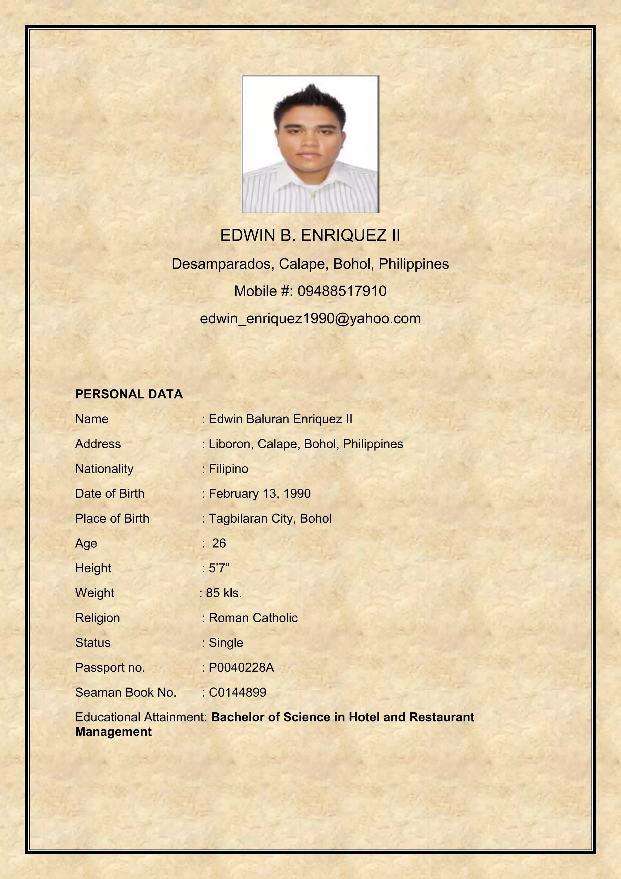 EDWIN B enriquez cv | PDF