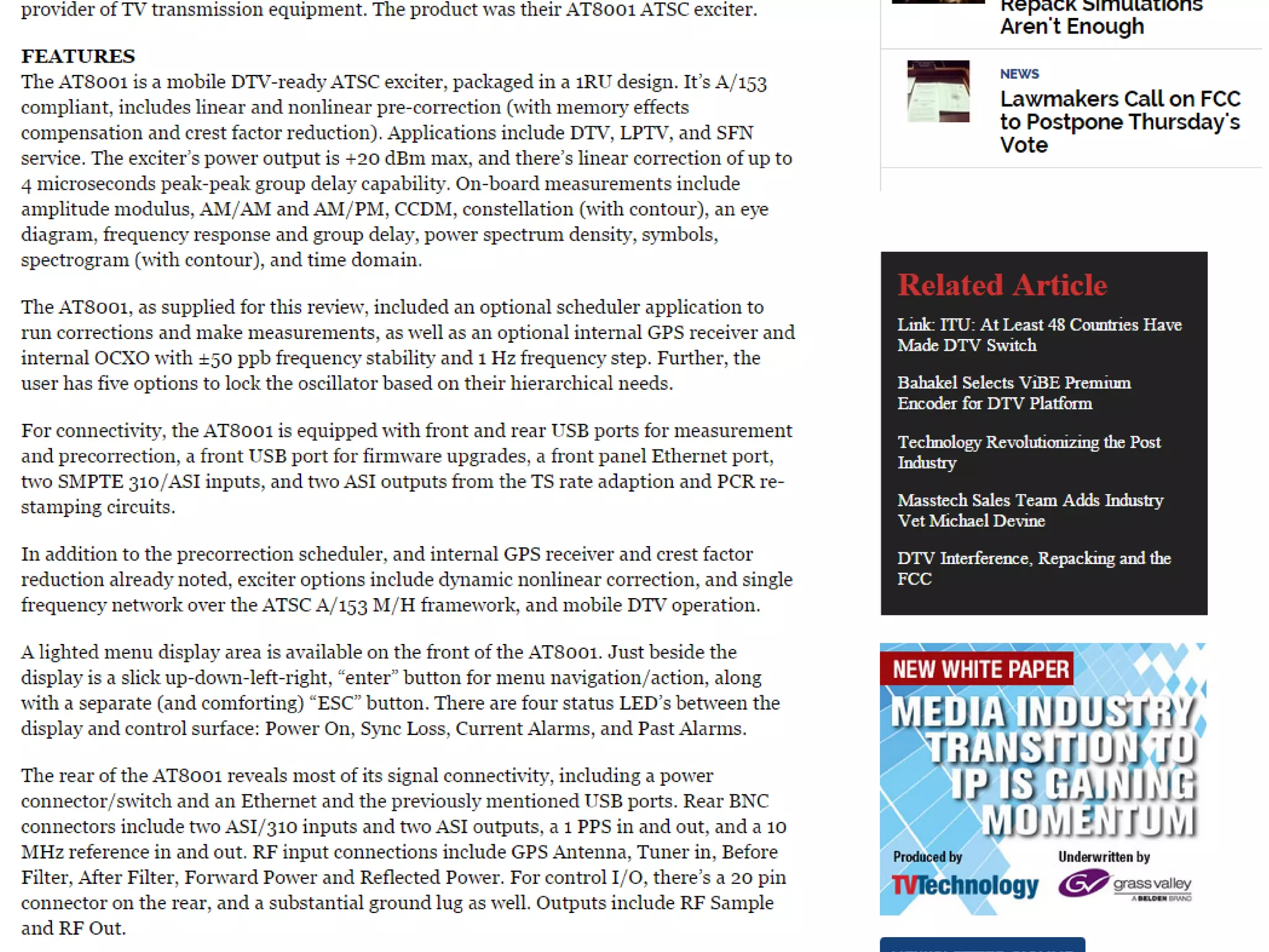 Linear Industries AT8001 DTV Exciter Product Review by Joey Gill TVT ...