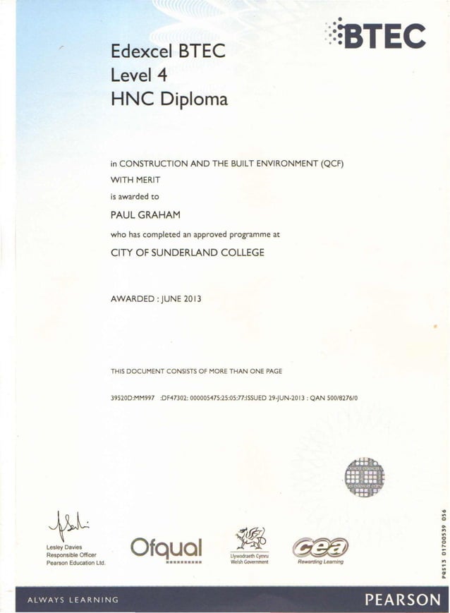 HNC certificate 1 | PDF