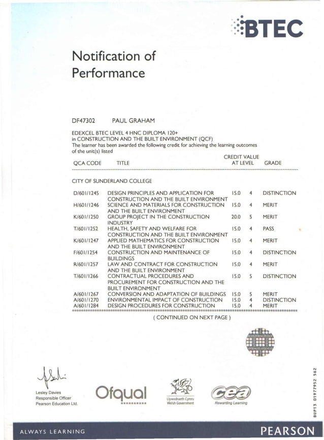 HNC certificate 1 | PDF