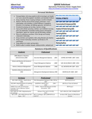 Curriculum Vitae of Albert J. Faul QHSSE_ Saudi Arabia 2016FIN | PDF