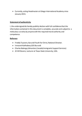 CURRICULUM VITAE | DOCX | Professional School | Postgraduate Education