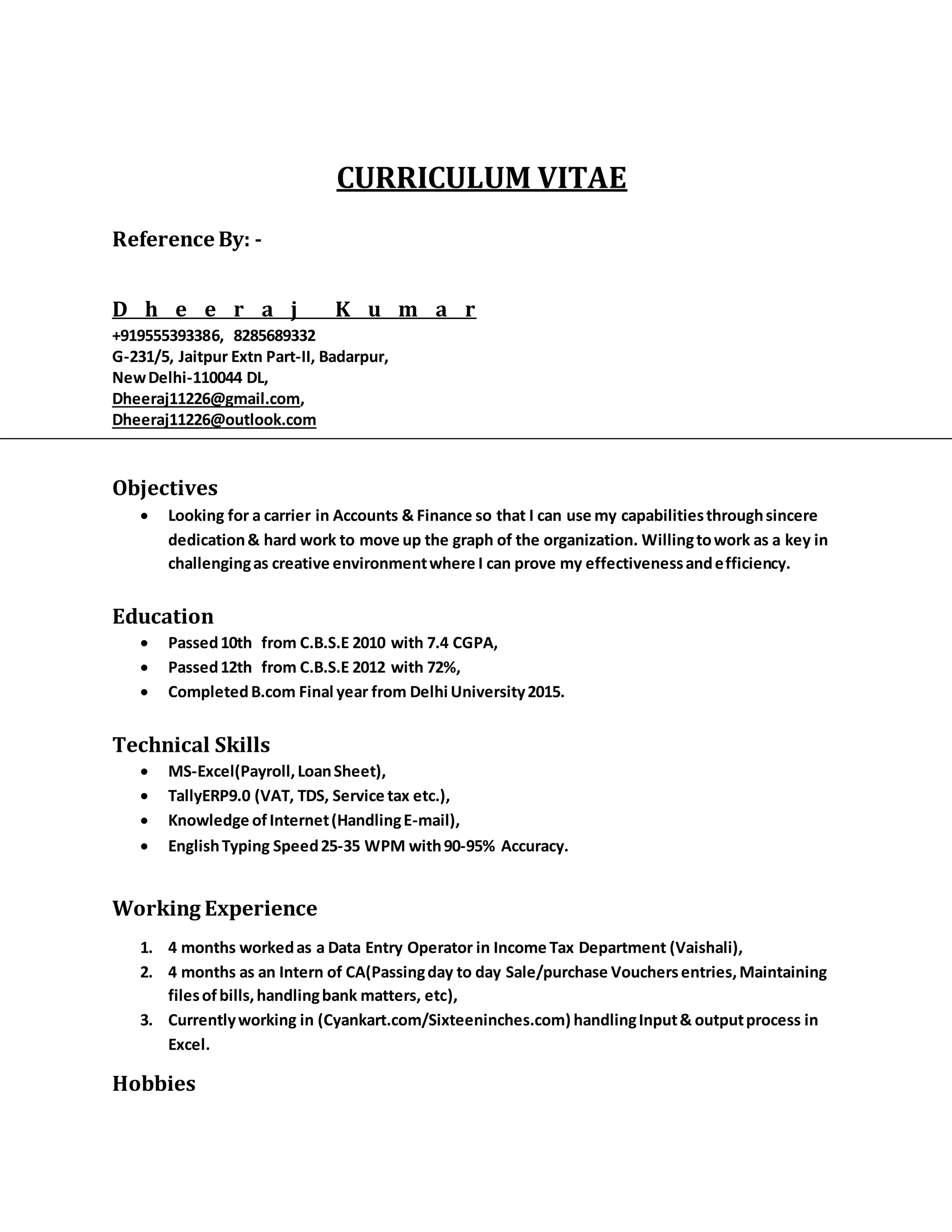 Dheeraj Resume | DOCX