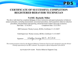 Rachelle's RBT Cert | PPT