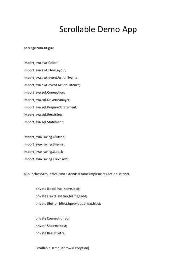 Scrollable Demo App | DOCX