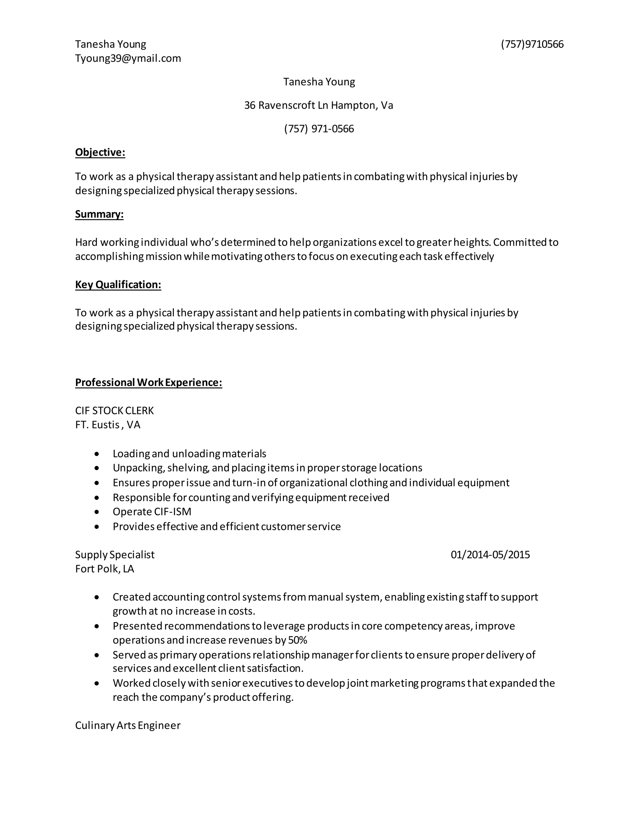 Tanesha Young Resume | DOCX