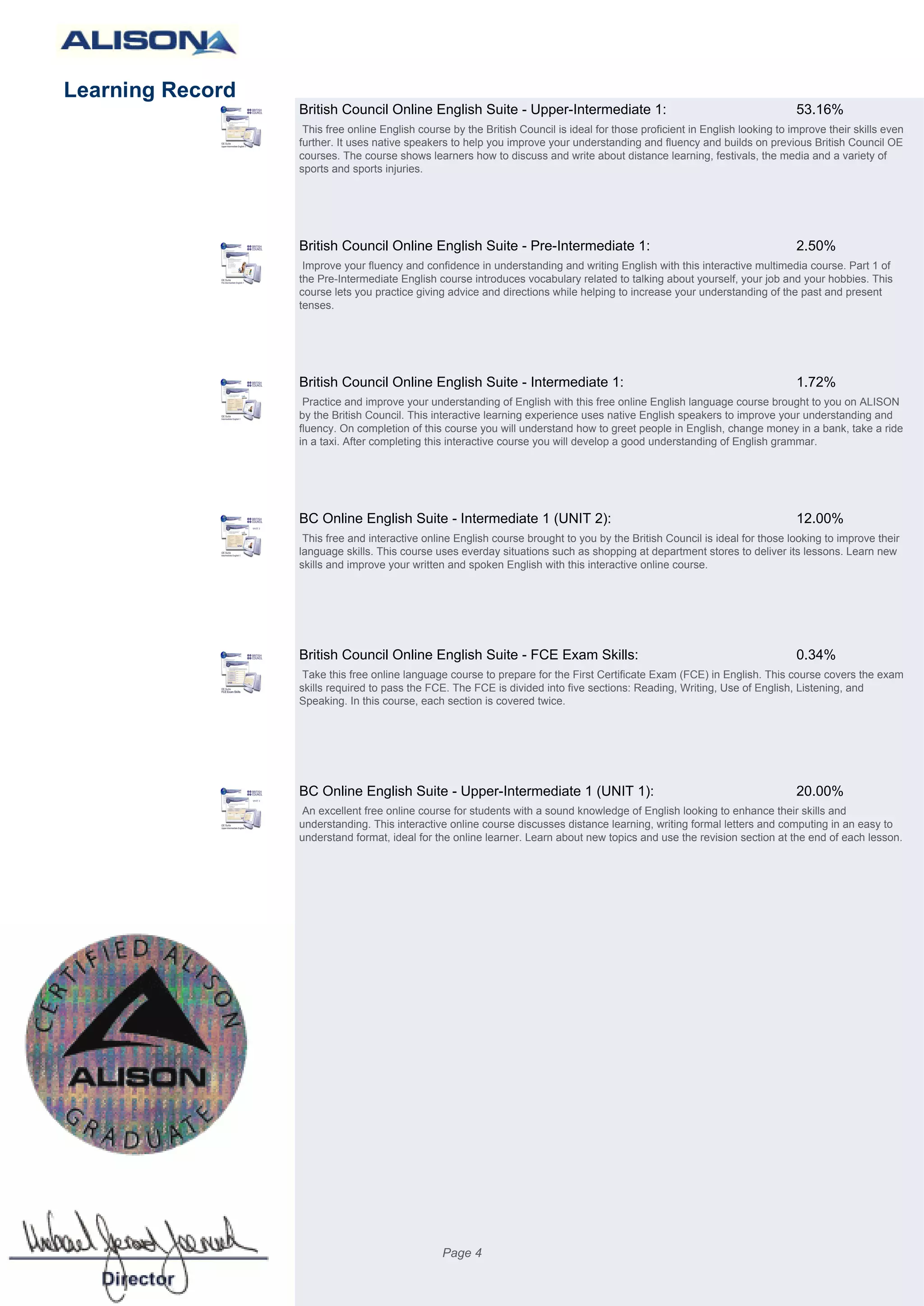 ALISON learning record | PDF