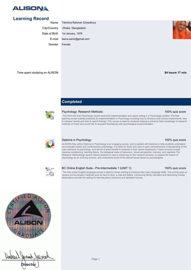 ALISON learning record | PDF