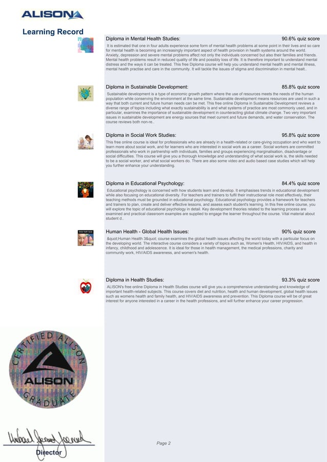 ALISON learning record | PDF