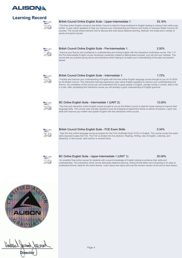ALISON learning record | PDF