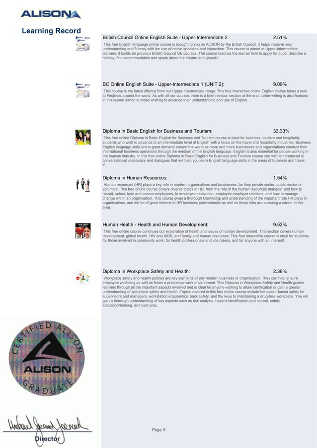 ALISON learning record | PDF
