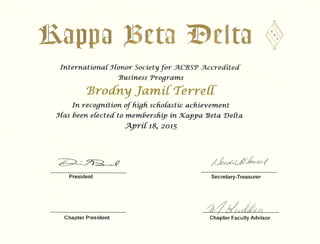 KAPPA BETA DELTA CERTIFICATE | PDF