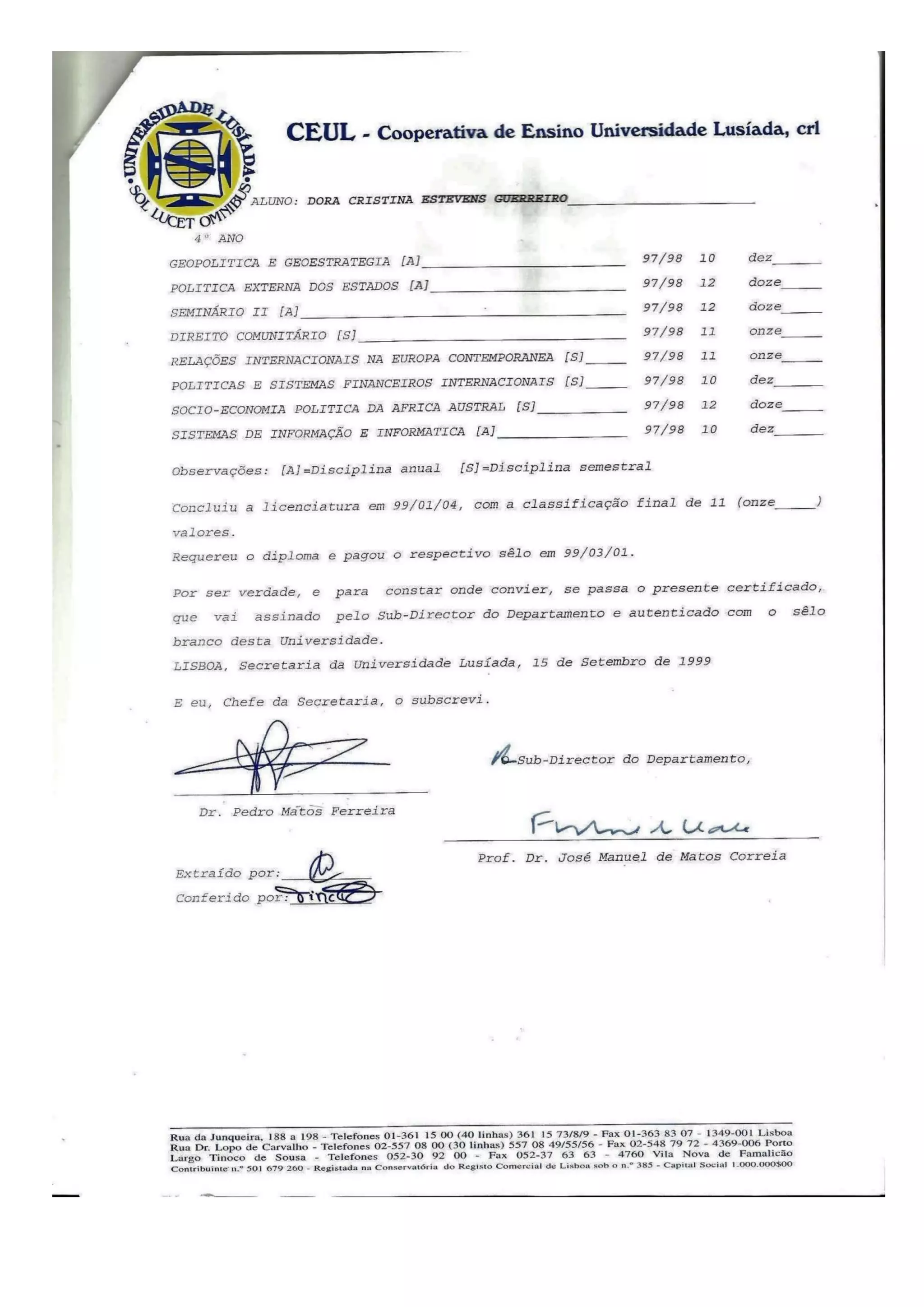 Certificado de habilitaçoes | PDF