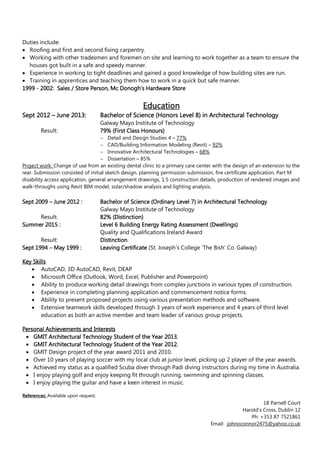 John O'Connor's CV | PDF