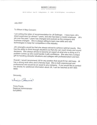 Sony 2007 - Recommendation Letter | PDF