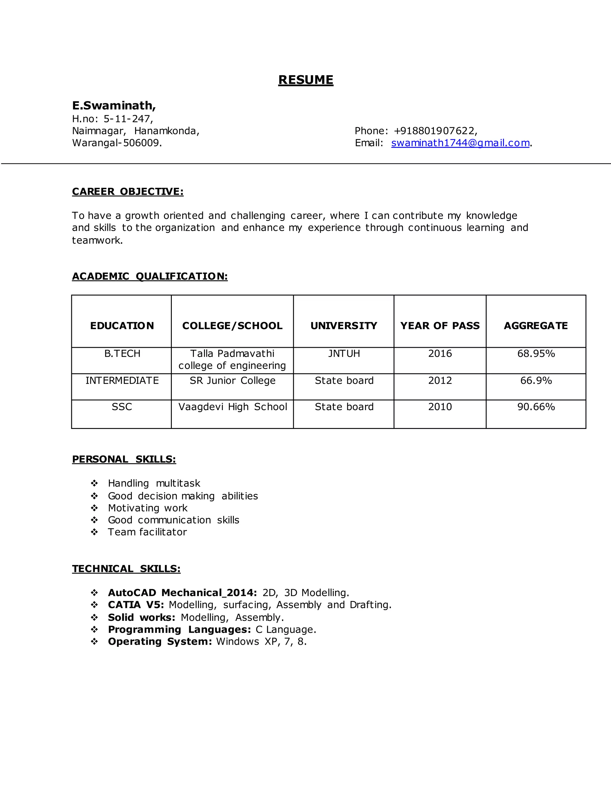 Resume_swaminath | DOCX