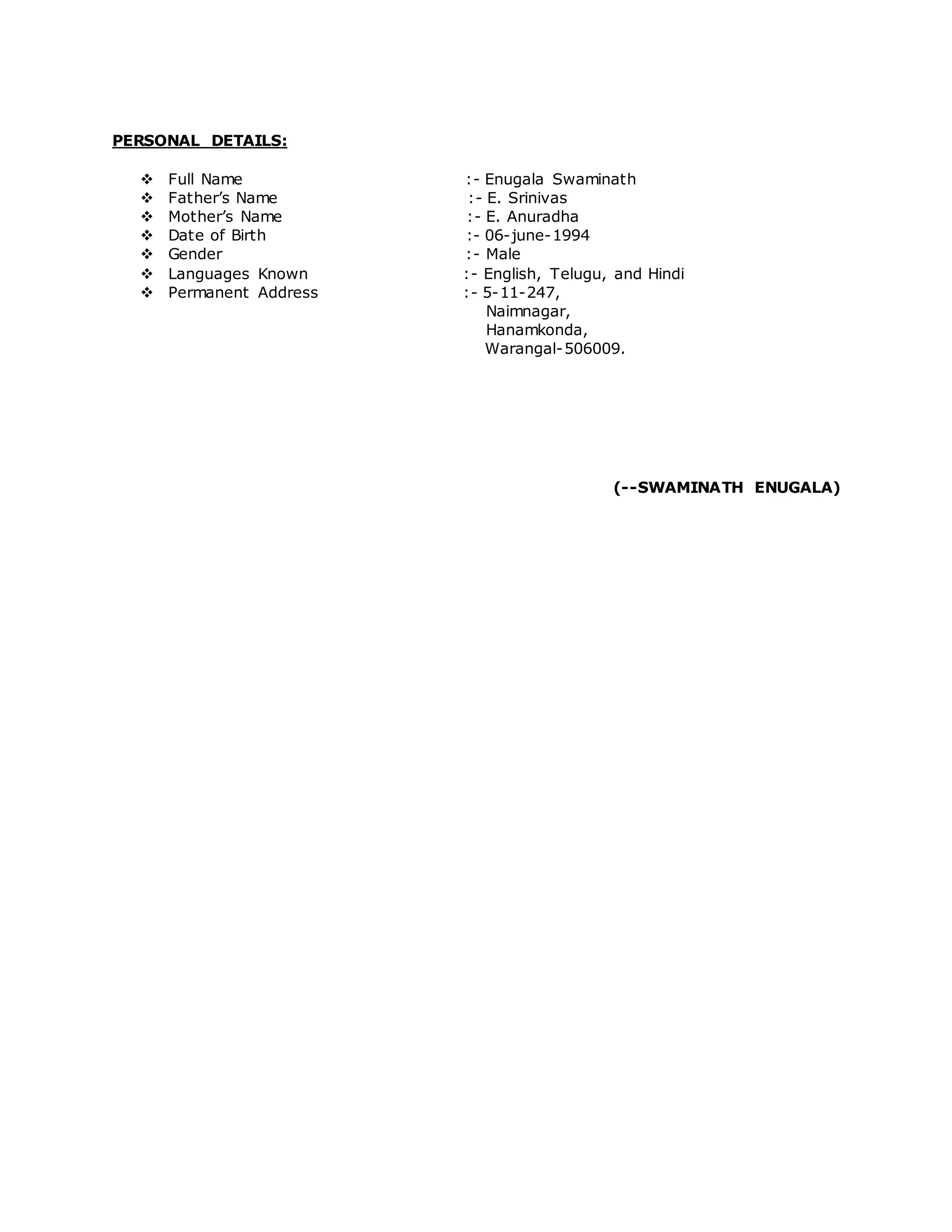 Resume_swaminath | DOCX