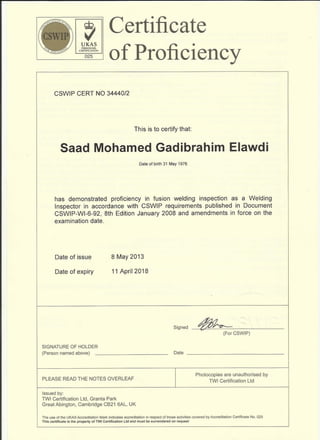 CSWIP certificate | PDF