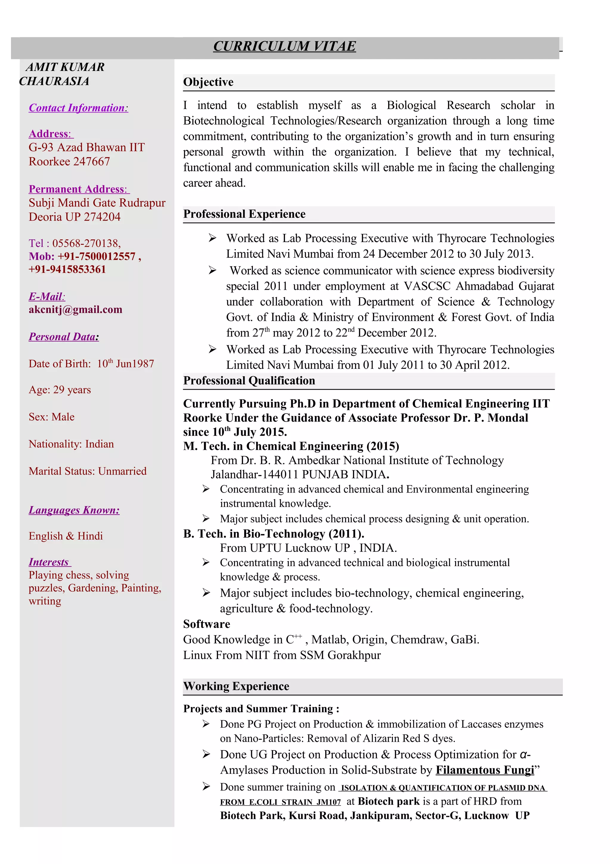 biotech cv | DOC