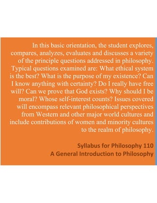 Intro to Philosophy Syllabus | PDF