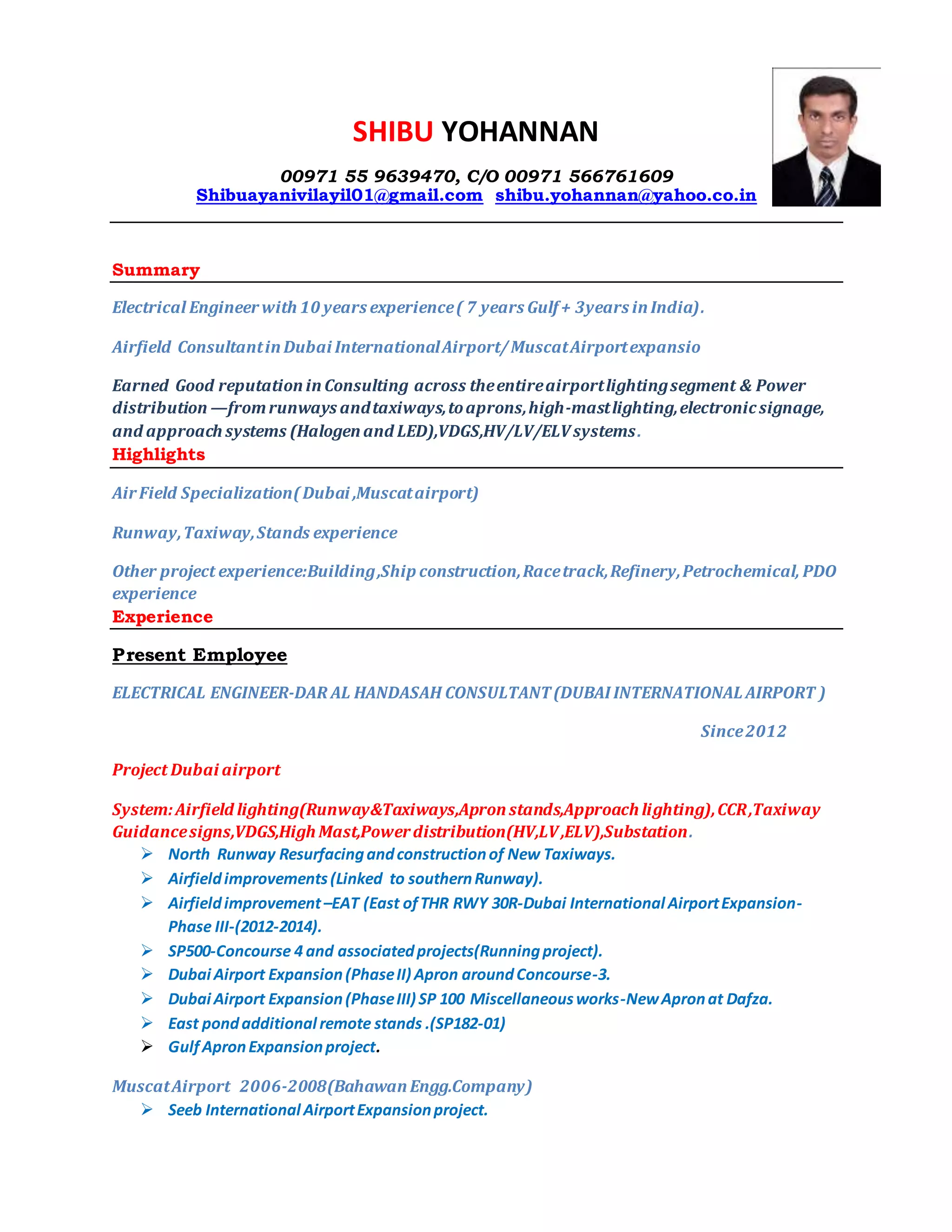 SHIBU YOHANNAN CV-AGL Engineer | DOCX