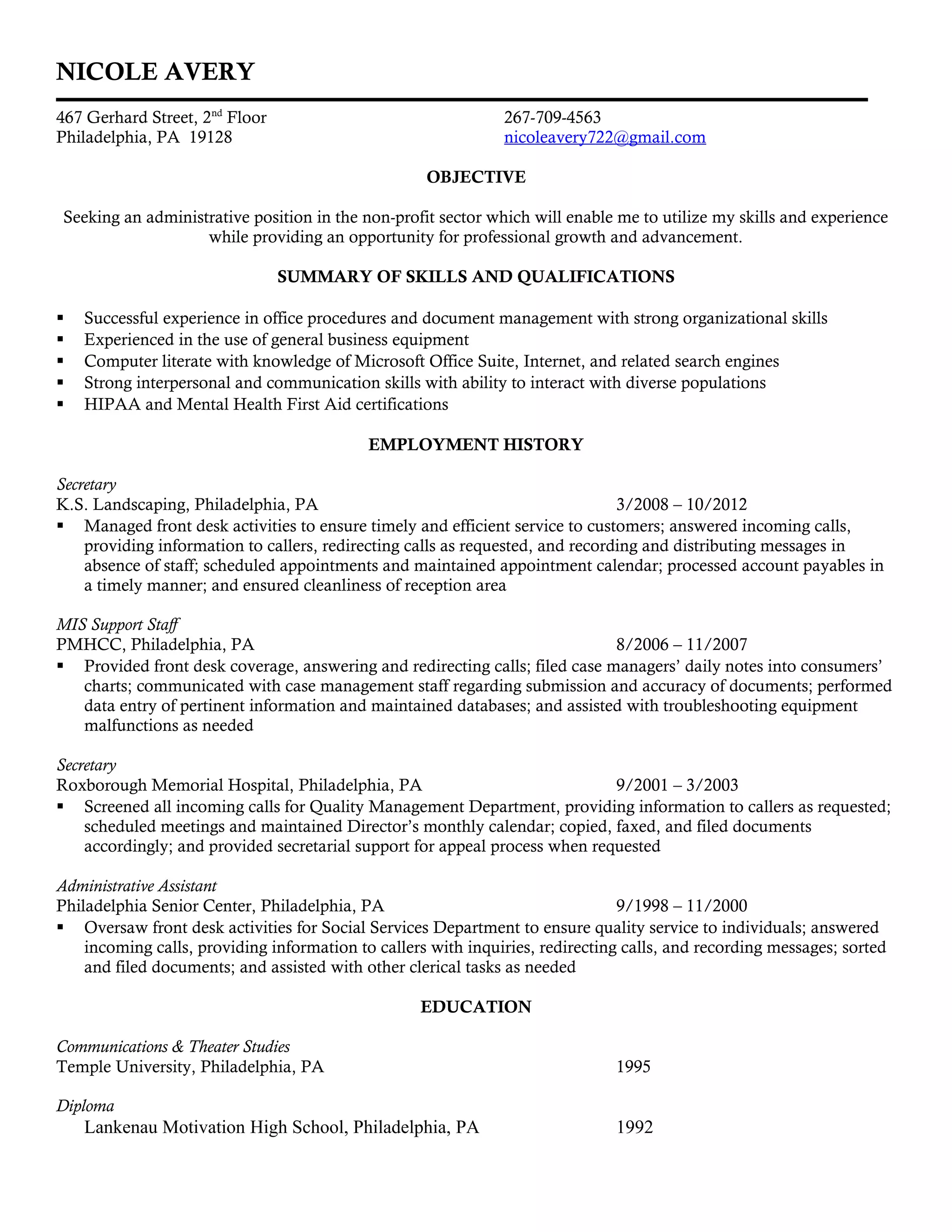 Nicole Avery Resume' | DOC