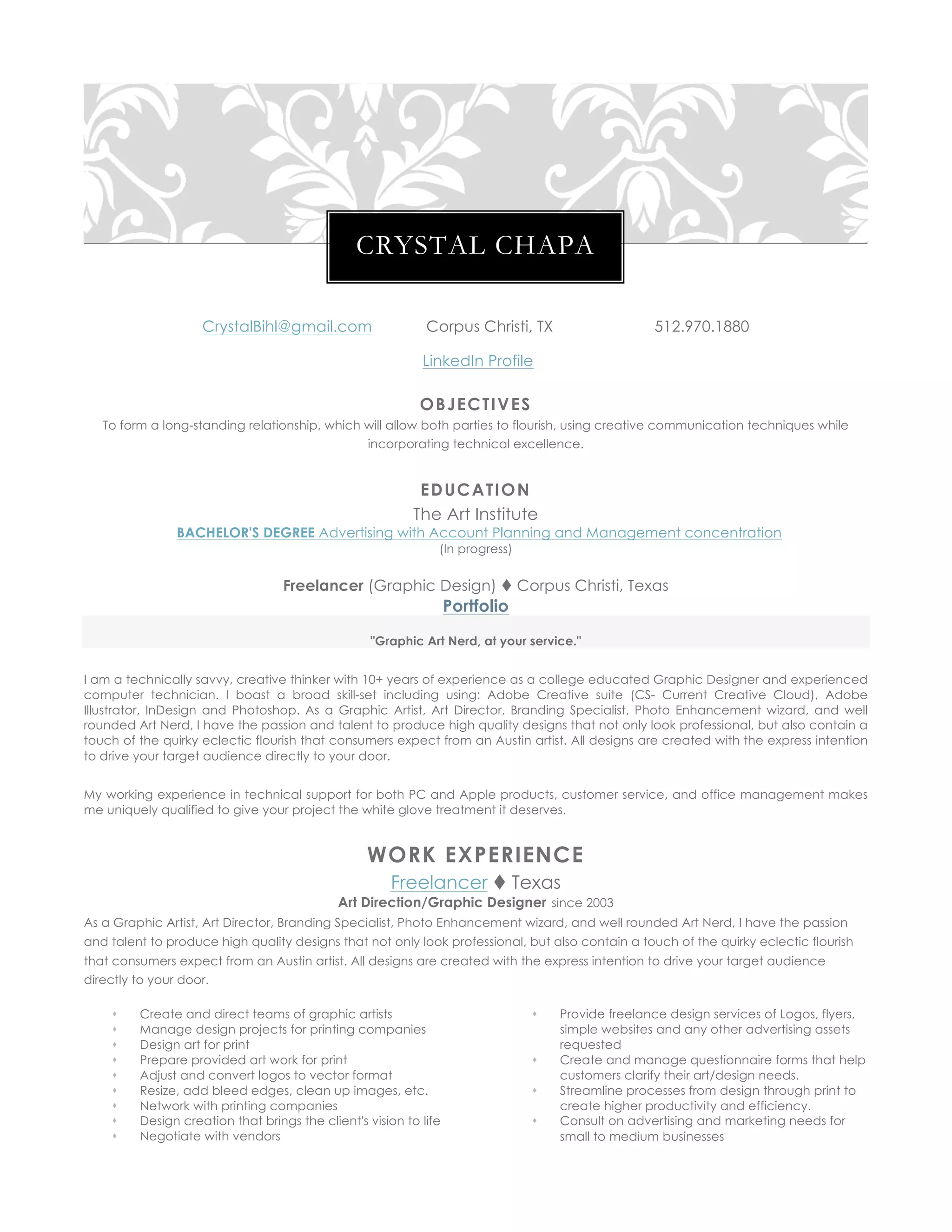 Crystal Chapa 2015 Resume | PDF | Computing | Technology & Computing