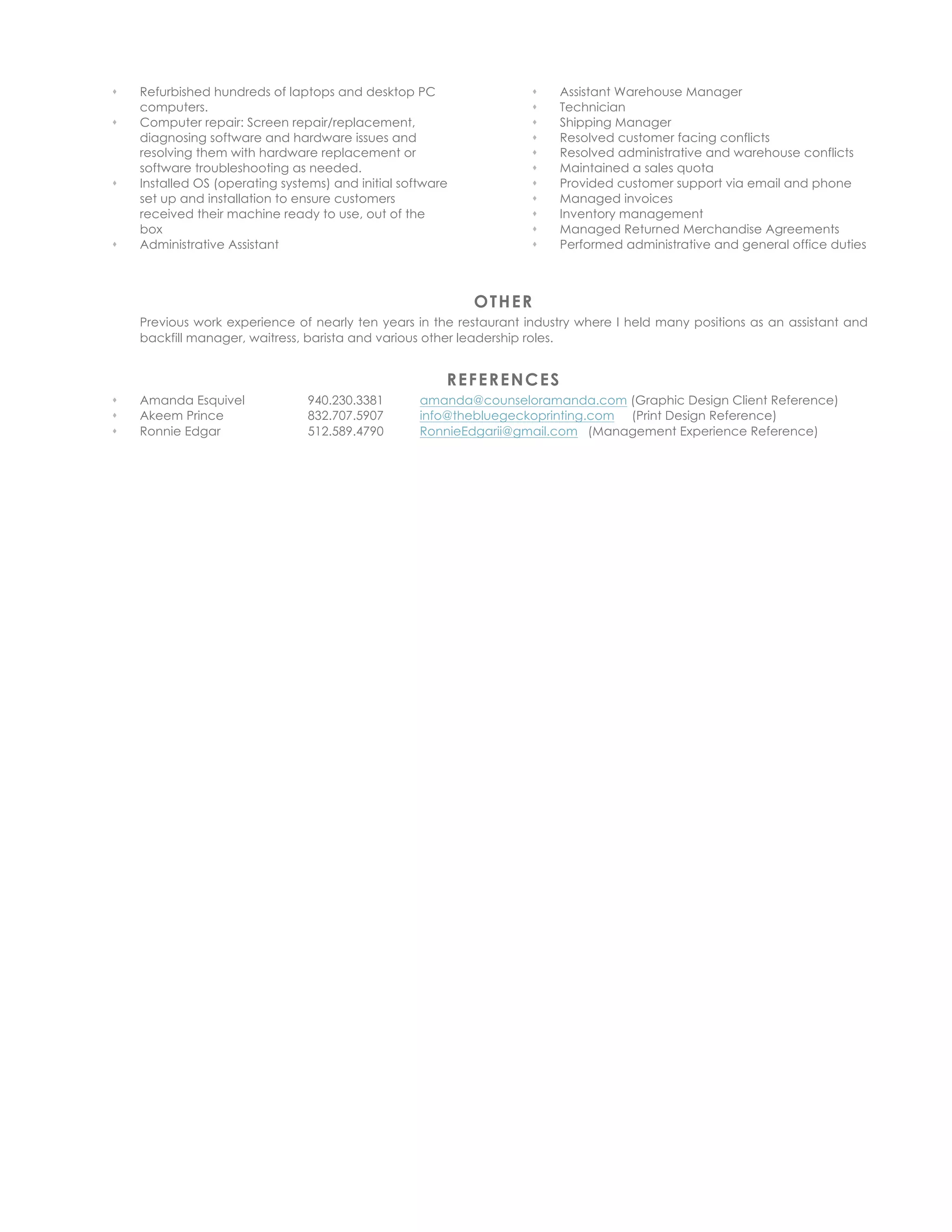 Crystal Chapa 2015 Resume | PDF | Computing | Technology & Computing