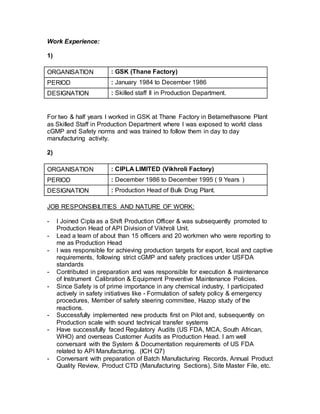 Current Resume - S. G. Joshi | DOCX