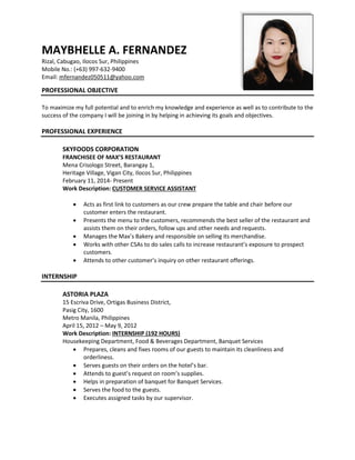 CV - Maybhelle A. Fernandez | PDF