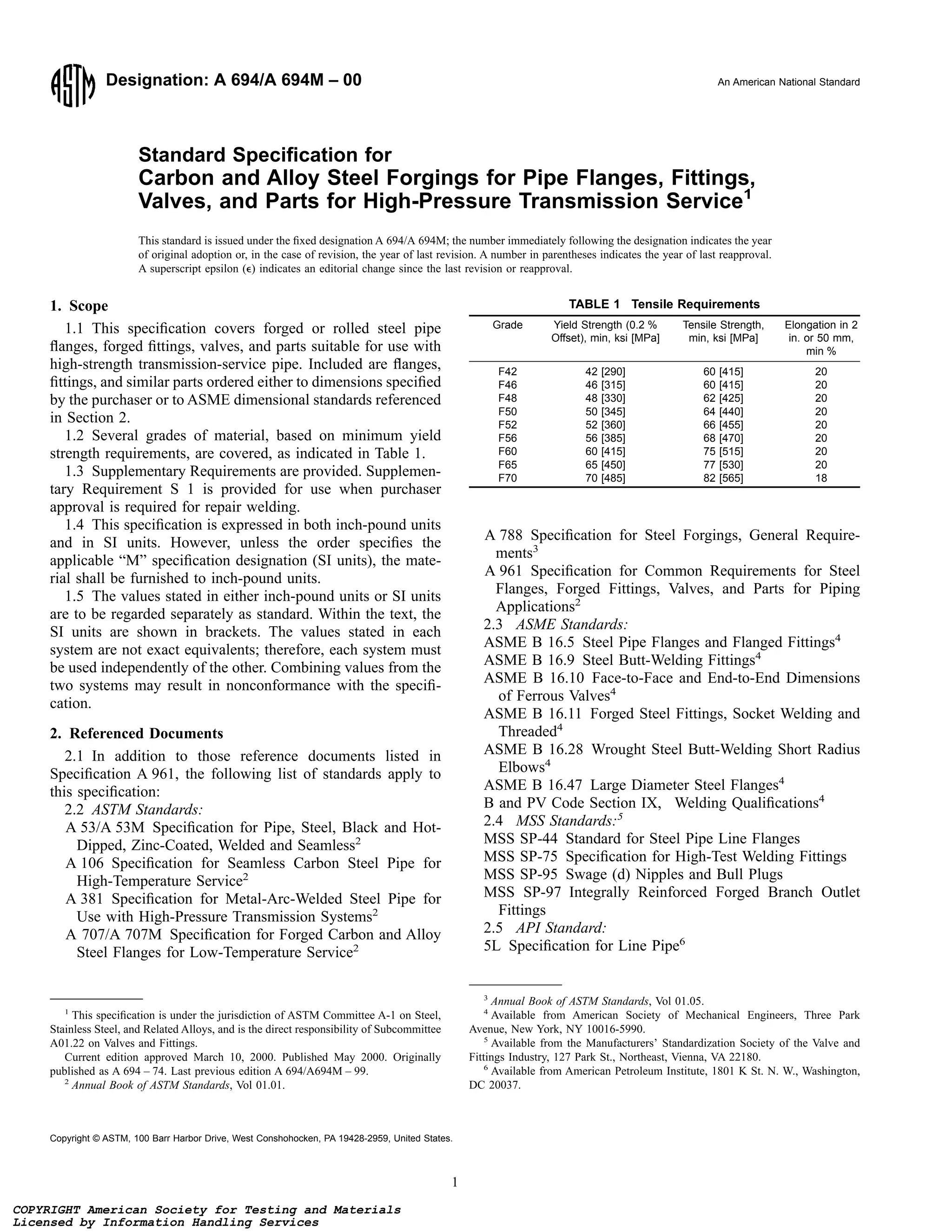 A694 forgings for flanges, fittings, valves, hi press trans | PDF