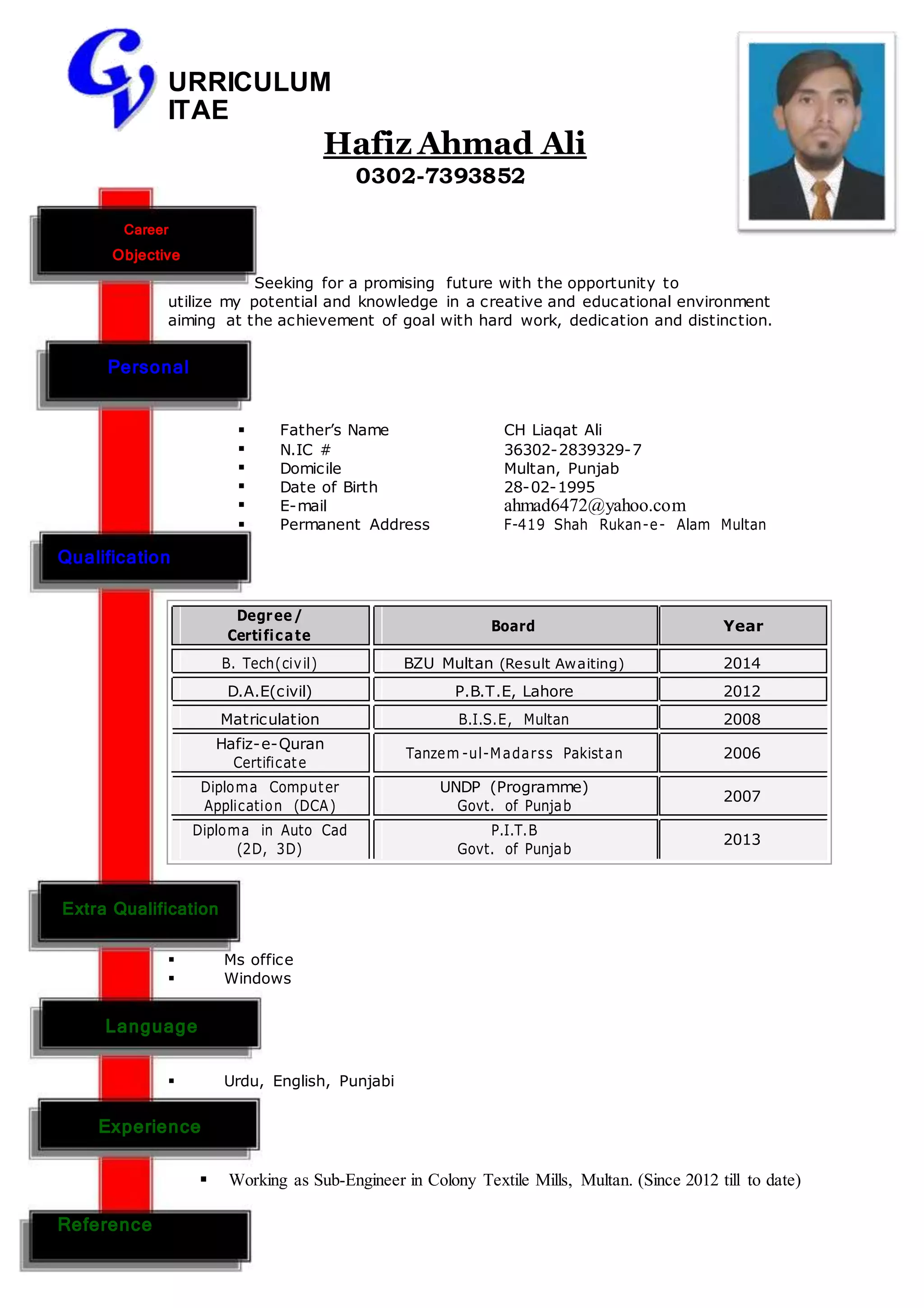 Ahmad Ali cv | DOCX