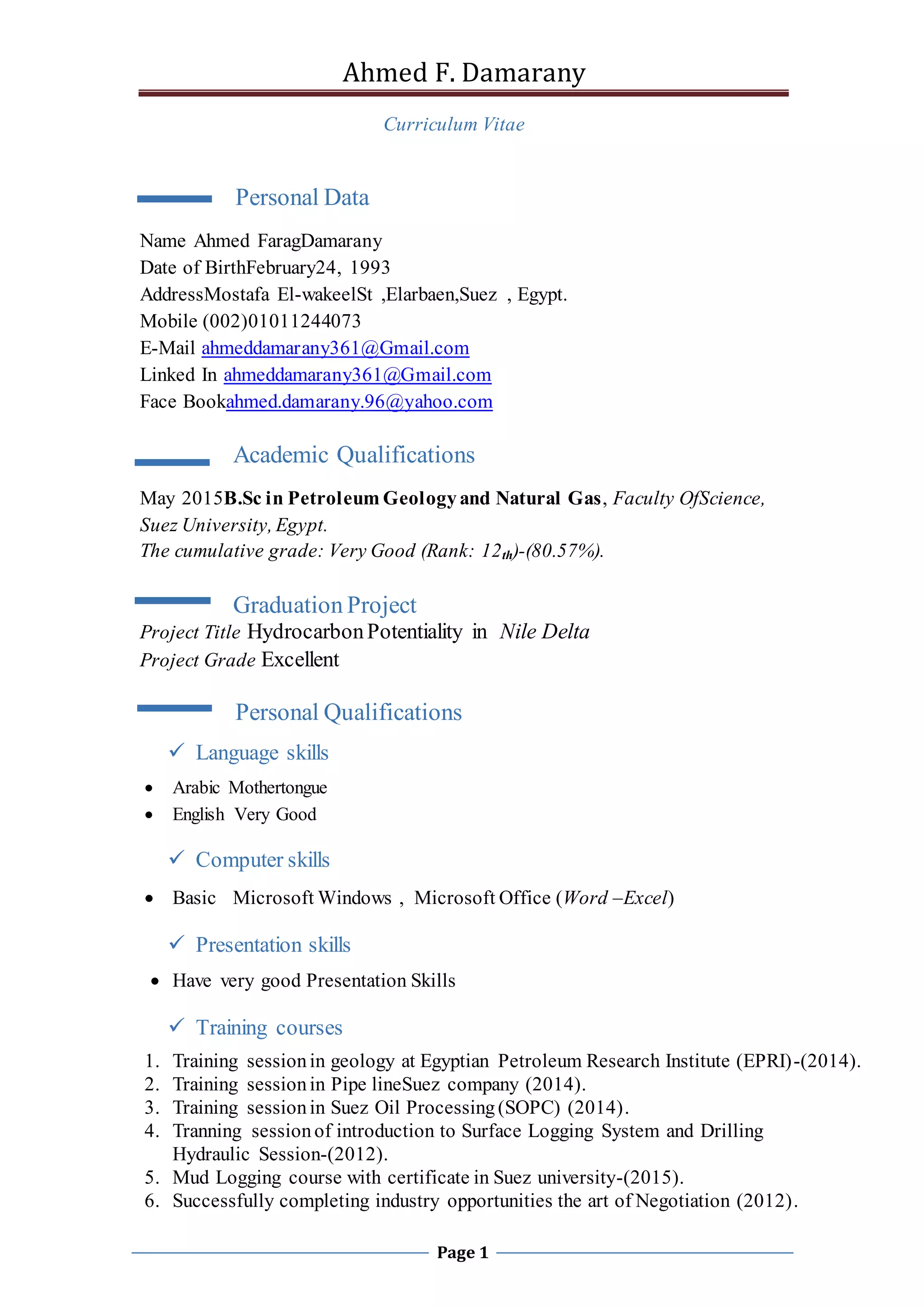 Ahmed Farag Damarany NEW | PDF