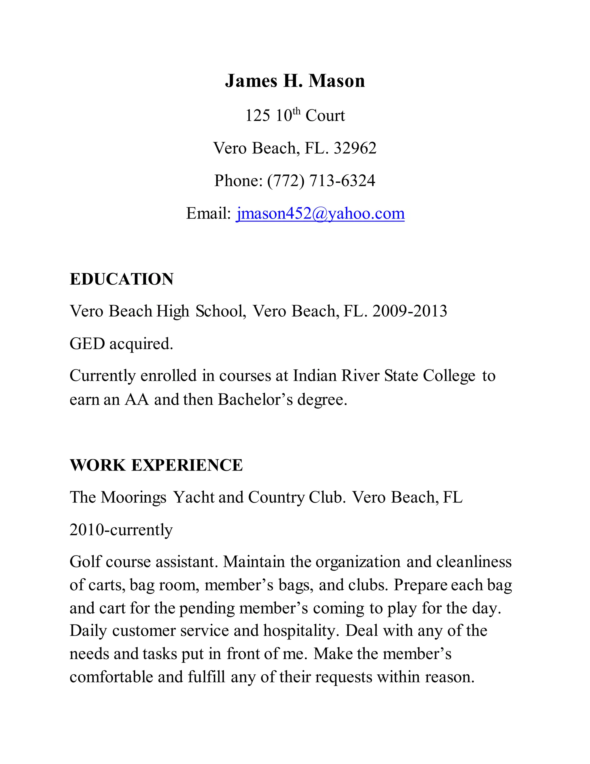 resume for james | DOCX