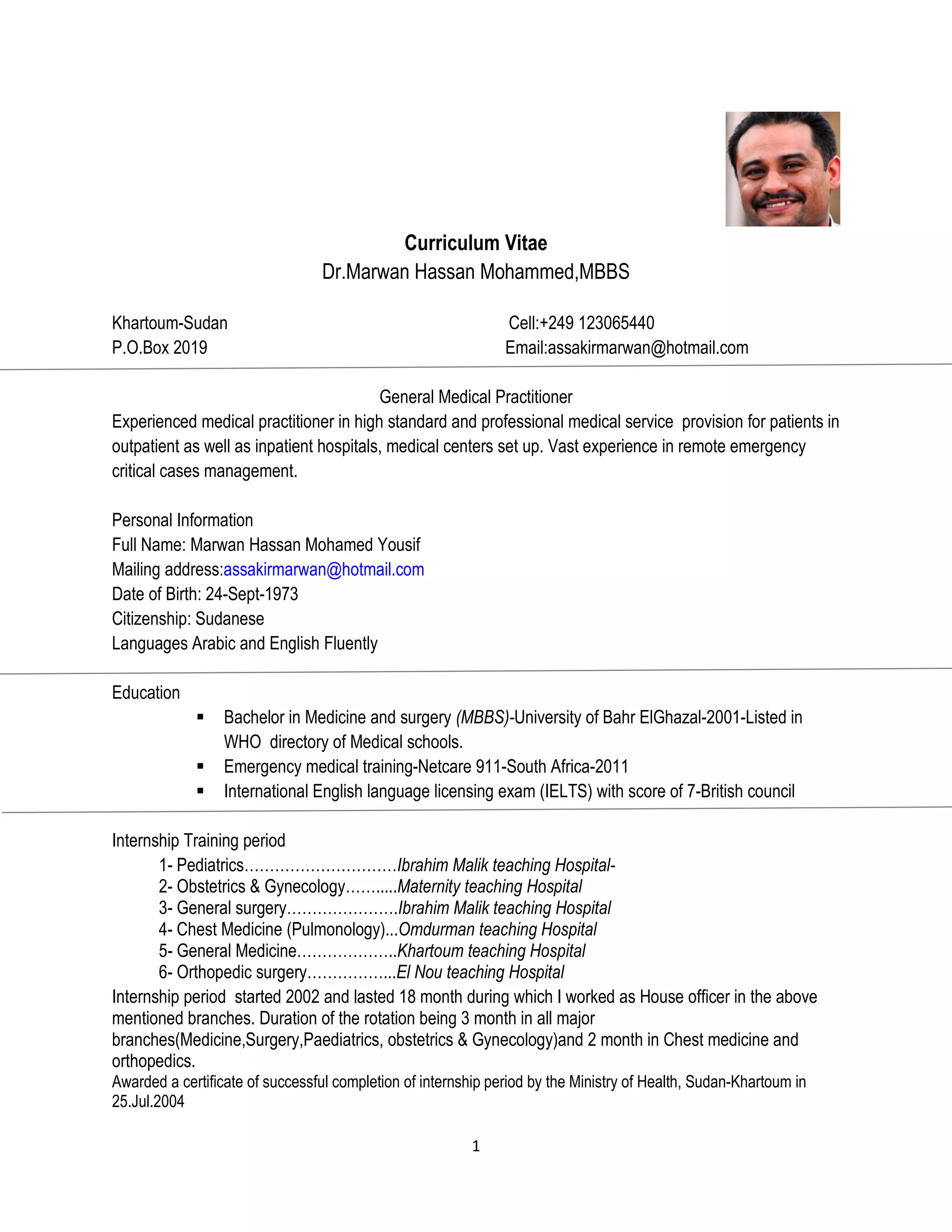 Microsoft Word - Curriculum Vitae-Marwan Hassan | PDF