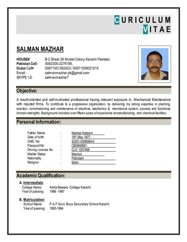 SALMAN MAZHAR CV DOC. | PDF