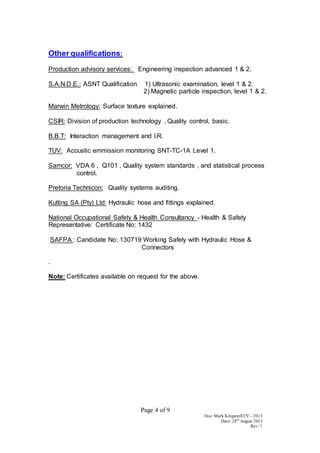 Mark Kingsmill CV | PDF